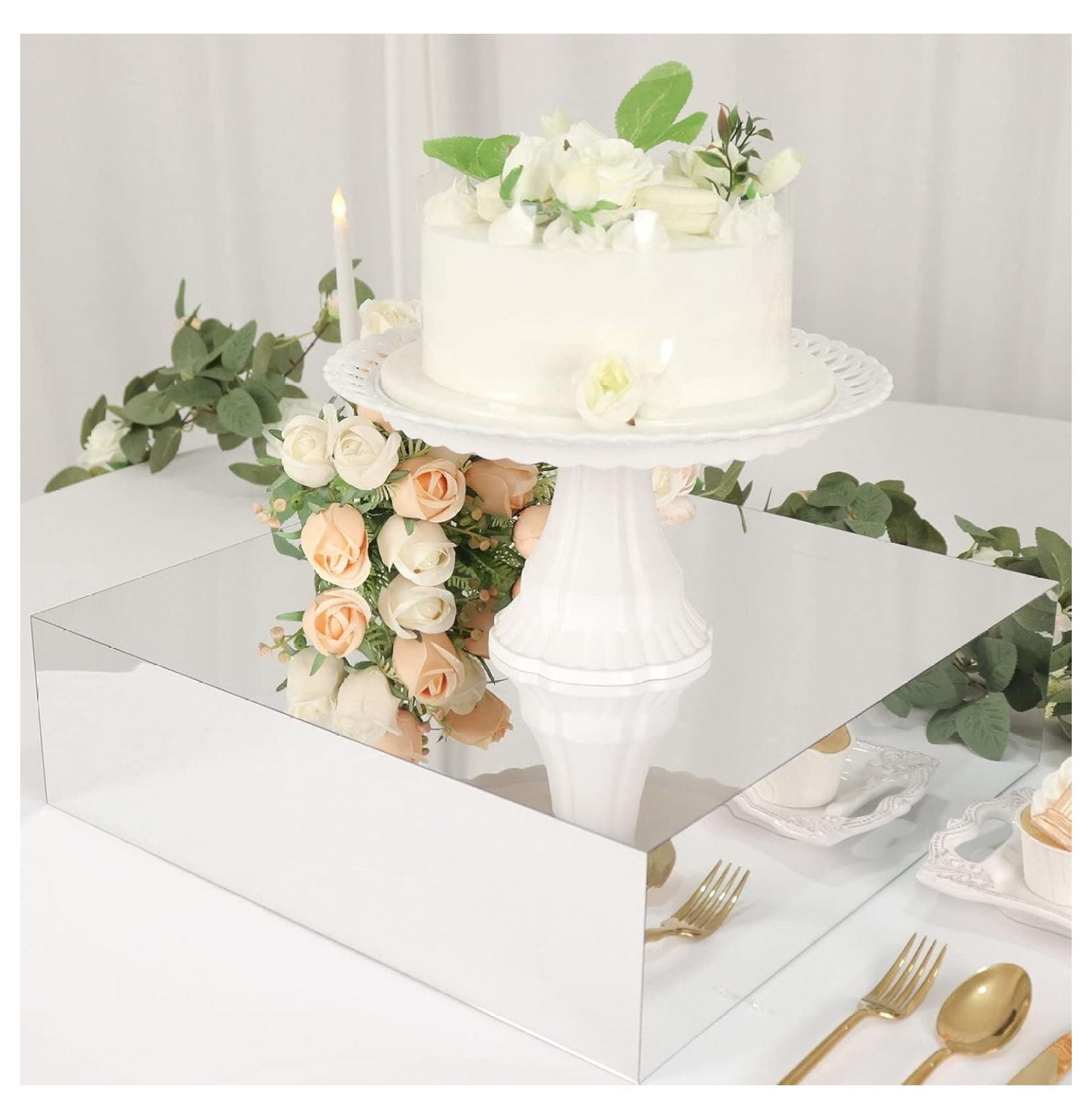 Efavormart 18"X18" | Silver Cake Box Stand, Mirror Finish Display Box ...