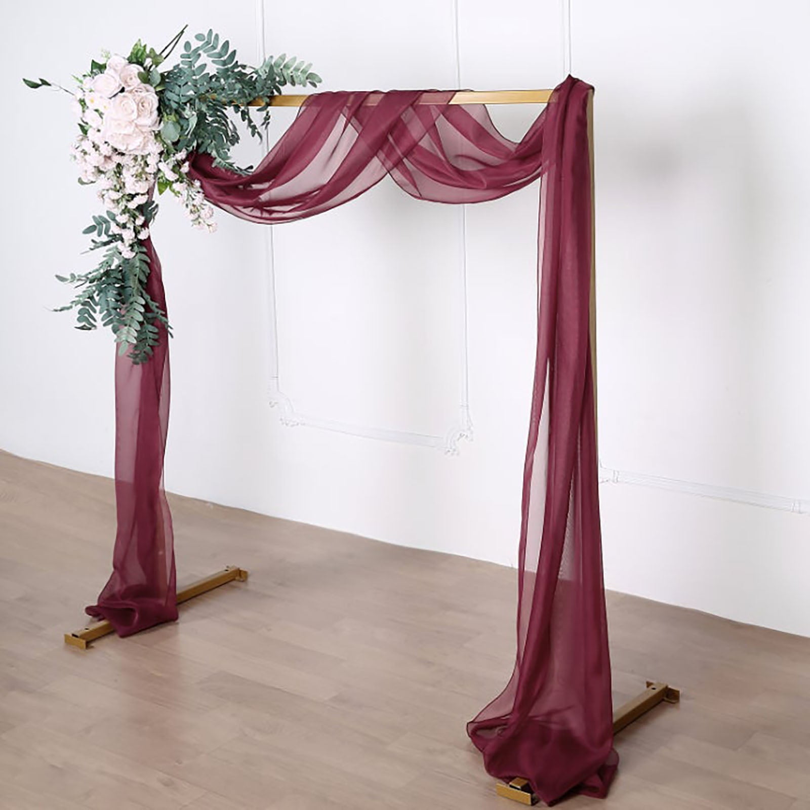 Efavormart 18Ft Burgundy Sheer Organza Curtain Panels, Window Scarf ...