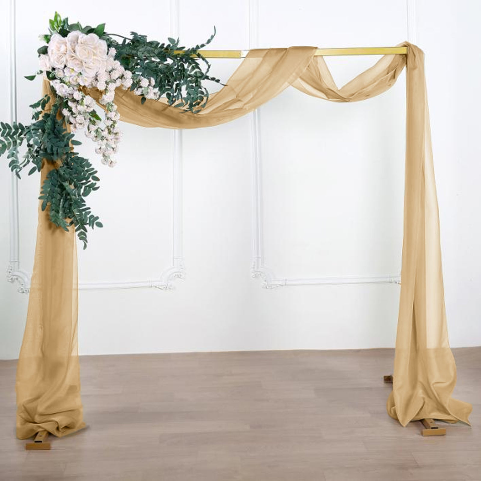 Efavormart 18Ft Champagne Sheer Organza Curtain Panels, Window Scarf ...