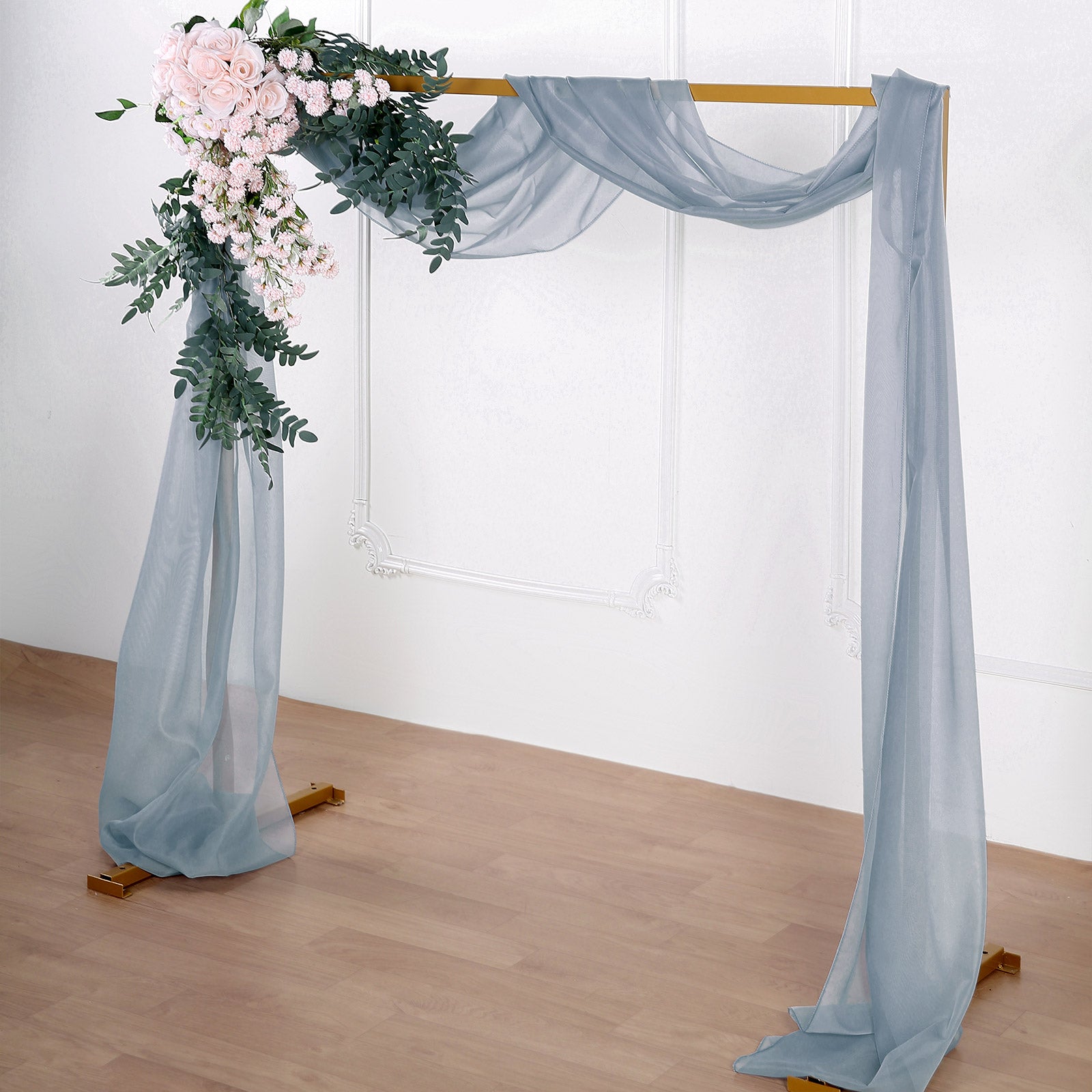 Efavormart 18Ft Dusty Blue Sheer Organza Curtain Panels, Window Scarf ...