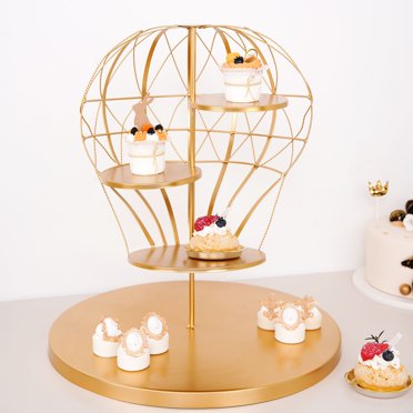 BalsaCircle 29 in Gold 12 Arm Tiered Round Metal Cupcake Holder Dessert ...