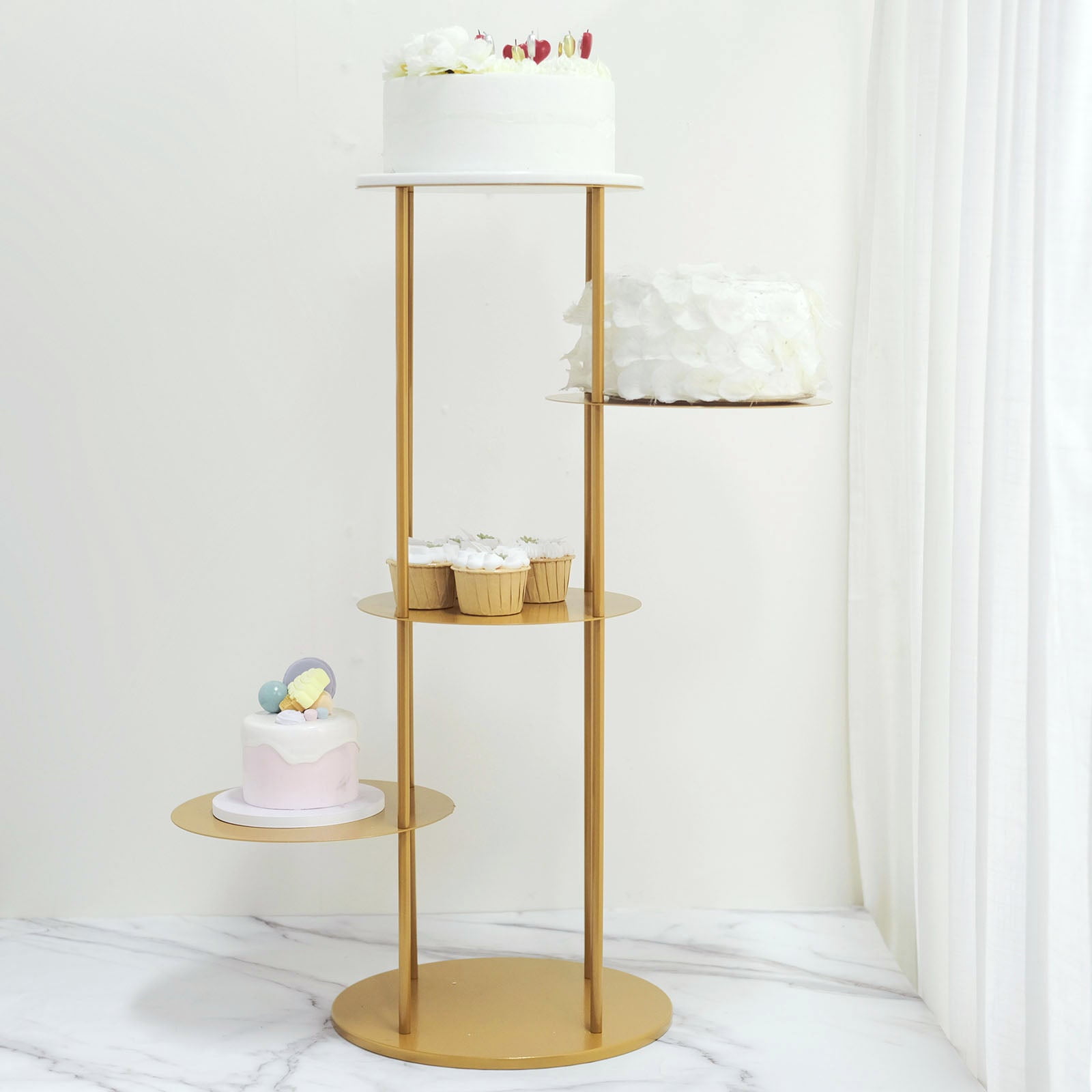 Efavormart 5-Tier Gold Metal Tall Round Display Stand for Desserts and ...