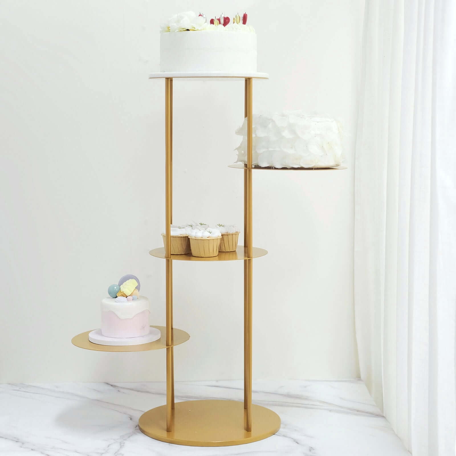 Efavormart 5-Tier Gold Metal Tall Round Display Stand for Desserts and ...