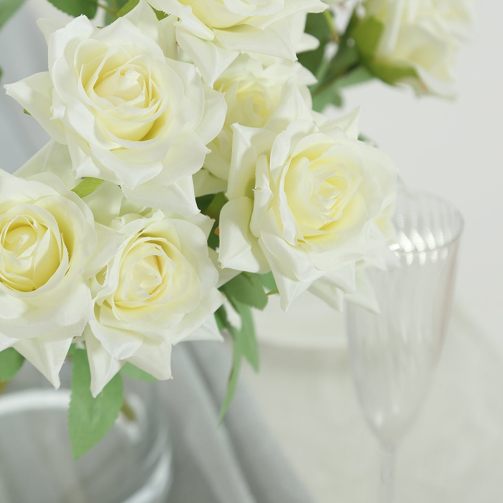 Efavormart 2 Bouquets | 17" Ivory Real Touch Artificial Silk Rose ...