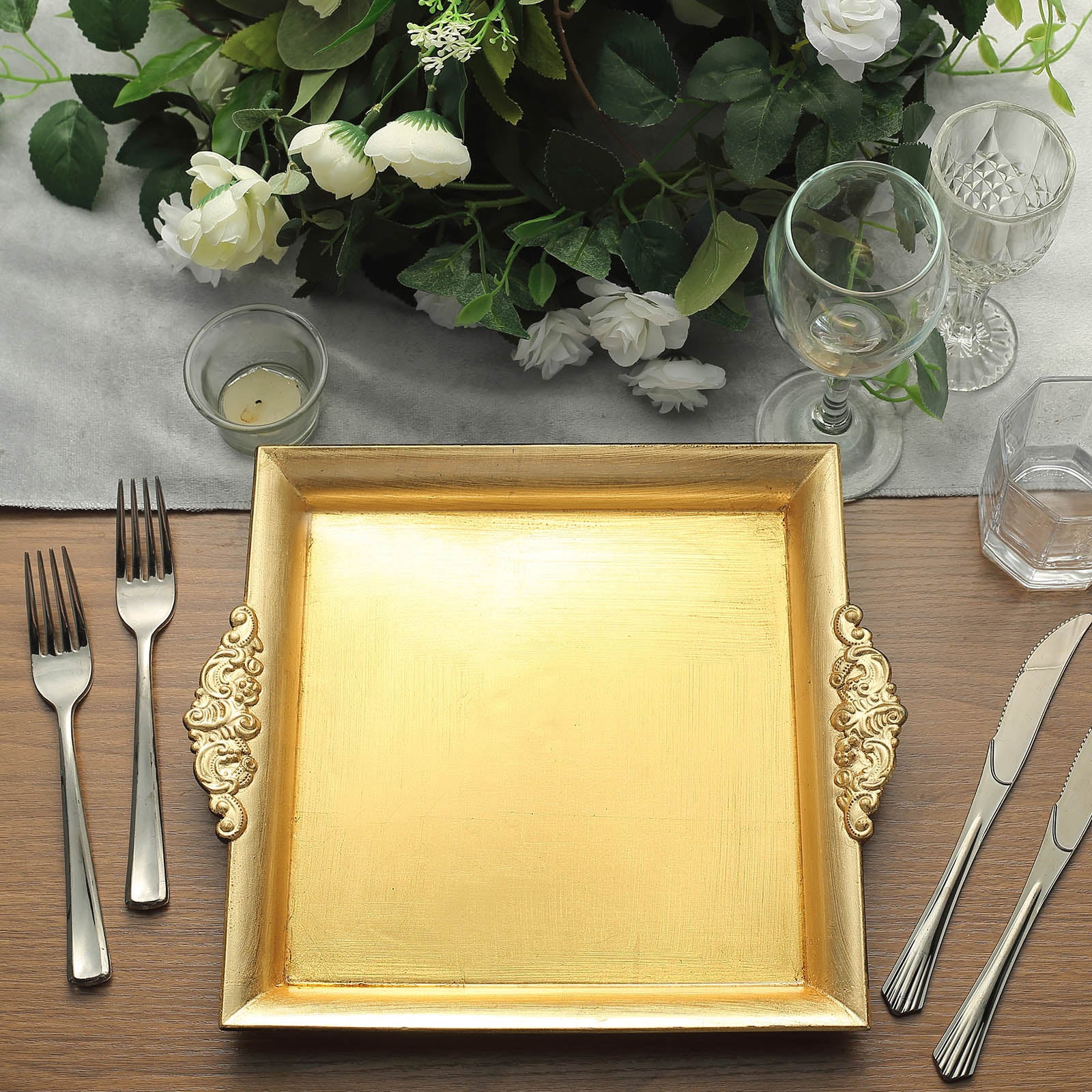 Efavormart 2 PCS - Gold 10" Square Decorative Plastic Serving Trays ...