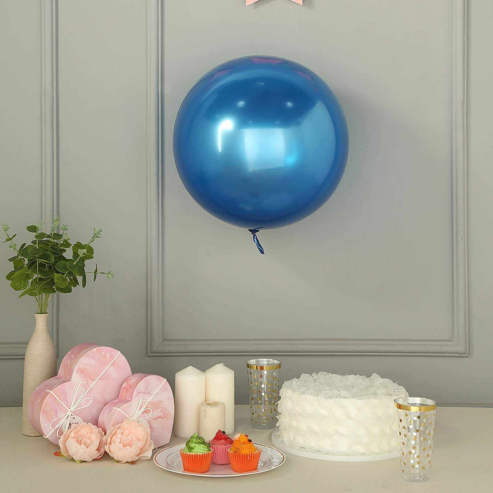 Efavormart 2 Pack 18" Royal Blue Reusable Balloons, Round Sphere Vinyl ...