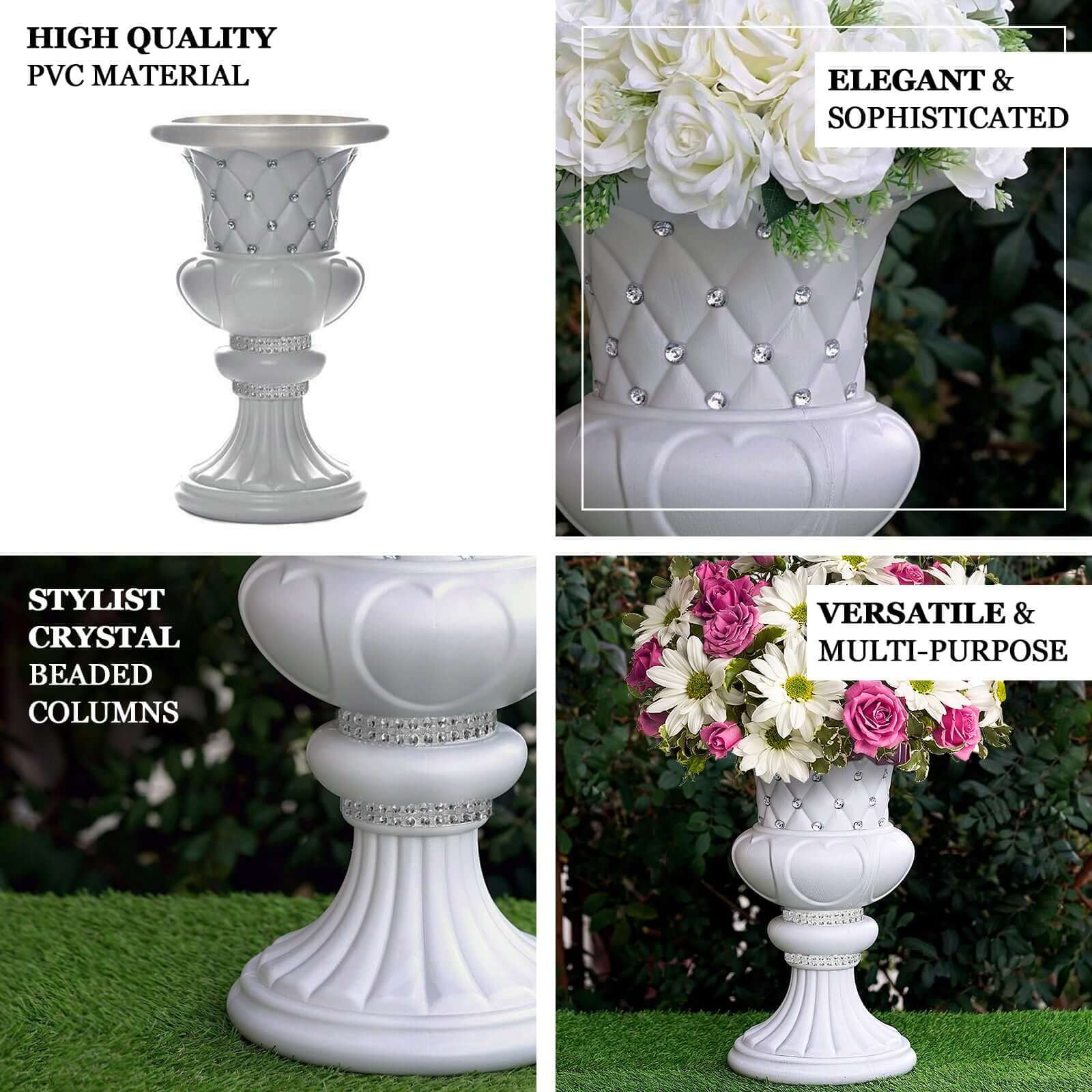 Efavormart 2 Pack 18" Tall White PVC 10mm Crystal Studded Italian ...