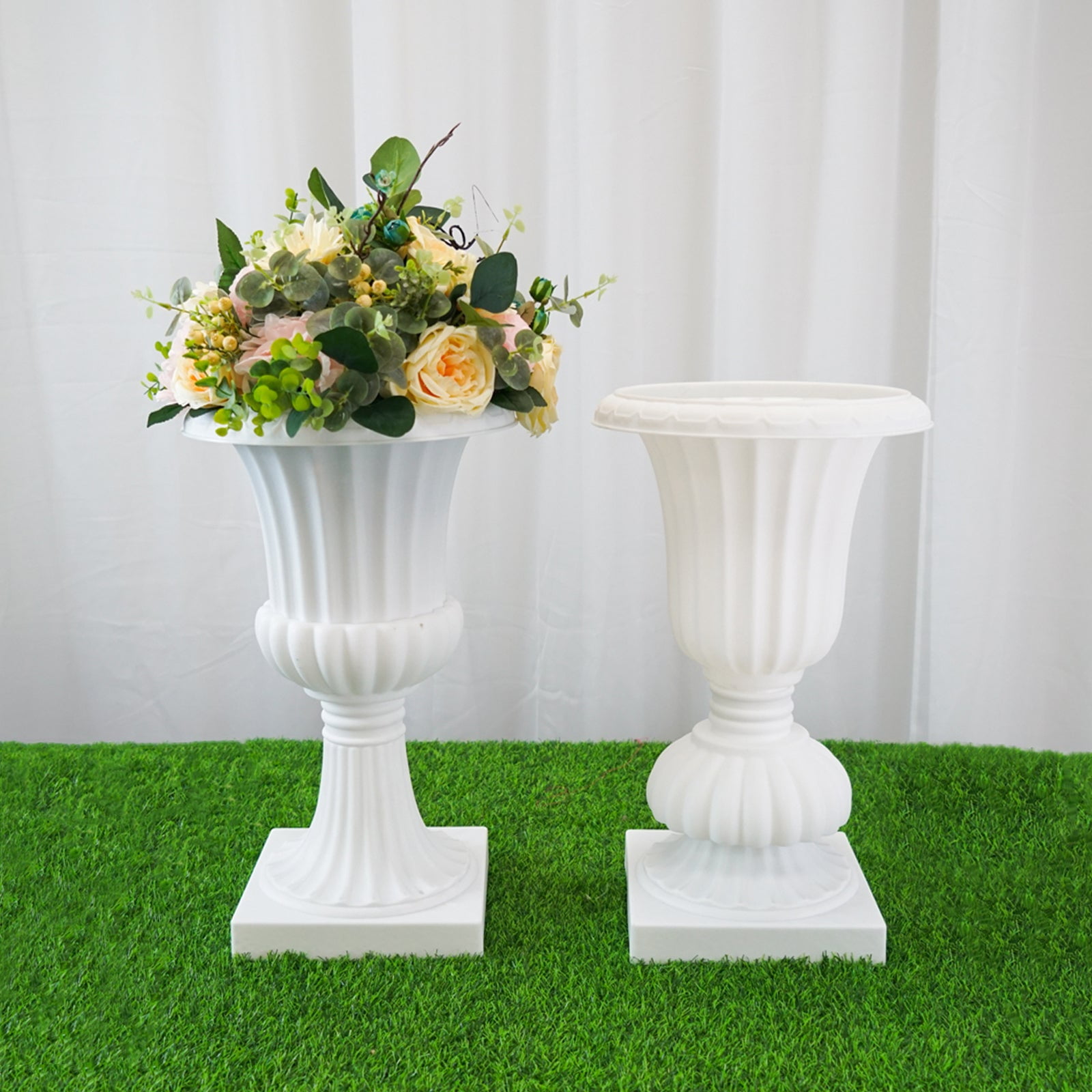 Efavormart 2 Pack - 20" PVC Urn Planter, Floral Pedestal Flower Pot ...