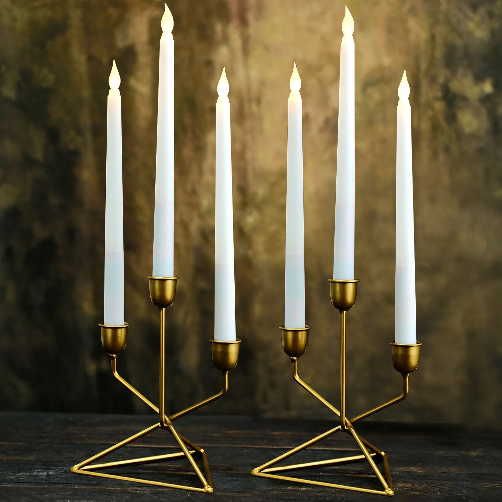 Efavormart 2 Pack | 3 Arm Gold Metal Geometric Taper Candle Candelabra ...