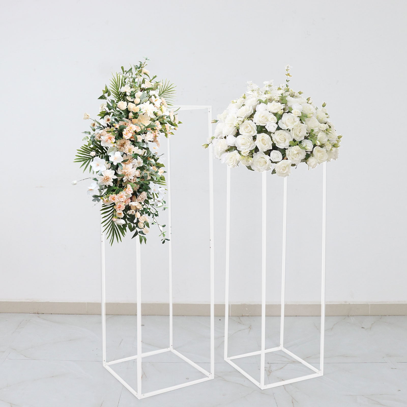 Efavormart 2 Pack | 40" Glossy White Metal Wedding Flower Frame Stand ...