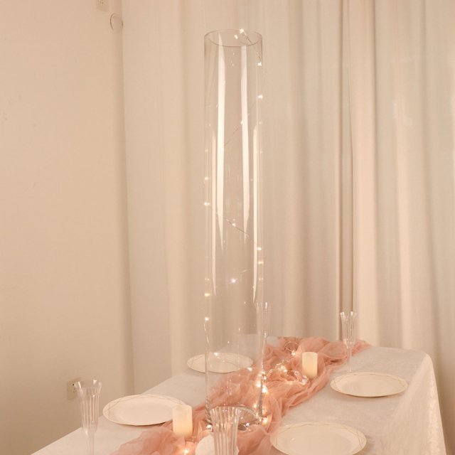Efavormart 2 Pack | 40" Round Heavy Duty Clear Cylinder Glass Vases ...