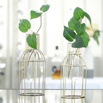 Efavormart 3 Pack Trapezoid Shaped Glass Wall Vase Hanging Glass ...
