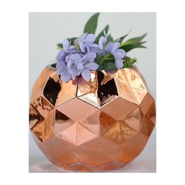 Efavormart 2 Pack 6" Rose Gold Mercury Glass Vases Honeycomb Geometric ...