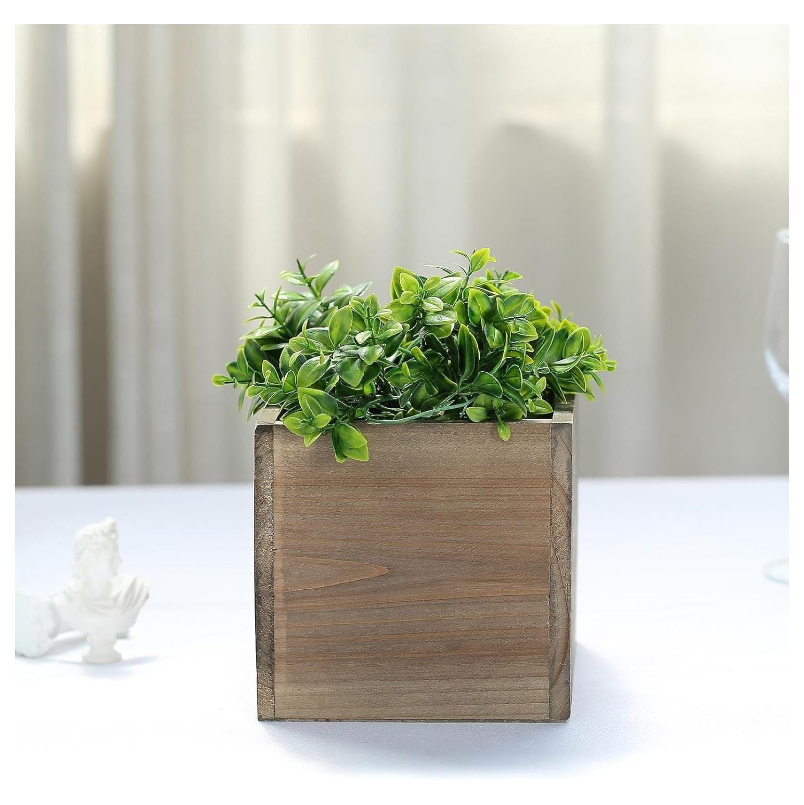 Efavormart 2 Pack | 6x6'' Natural Wood Planter Boxes with Plastic Liner ...