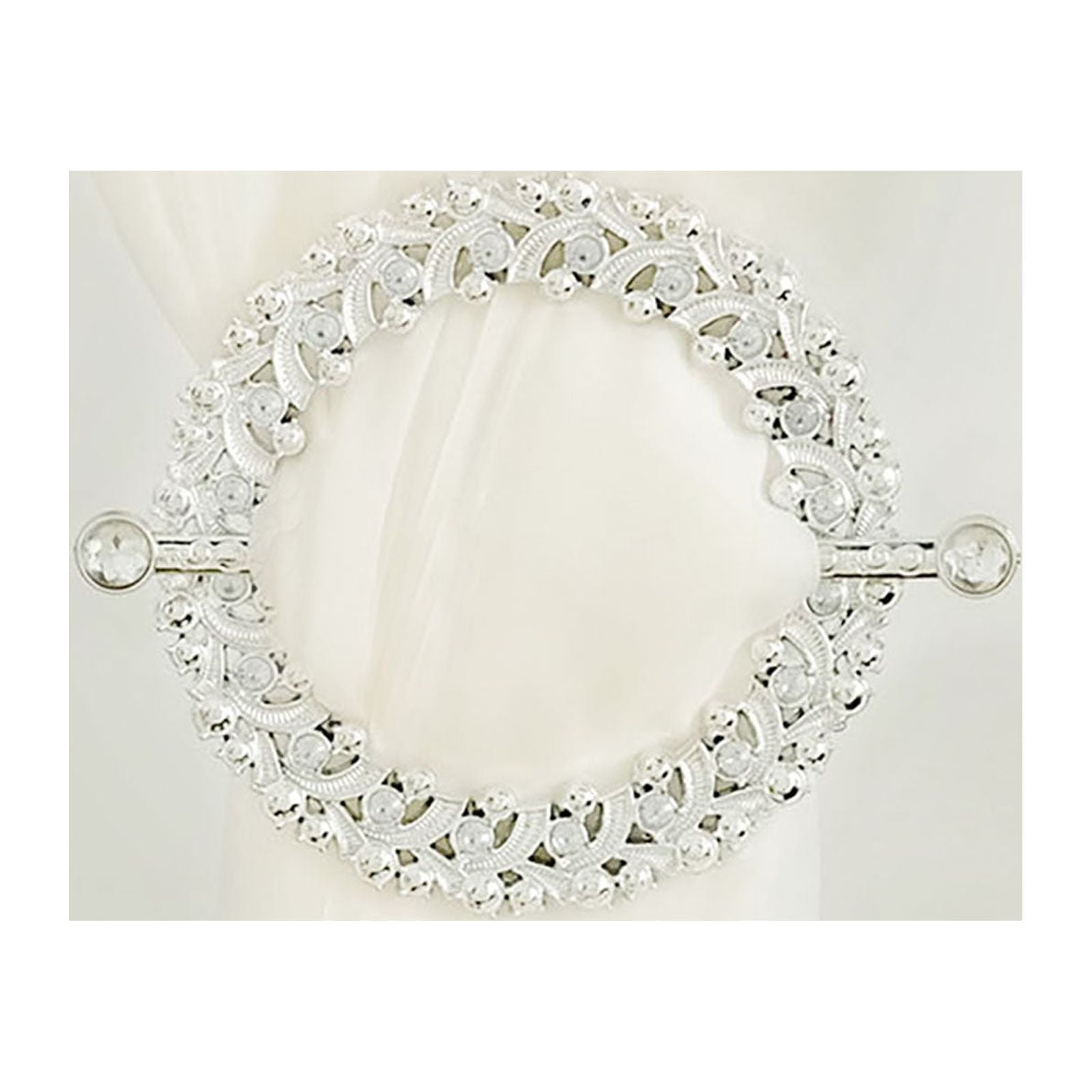 "Efavormart 2 Pack | 7"" Silver Round Barrette Style Crystal Curtain ...