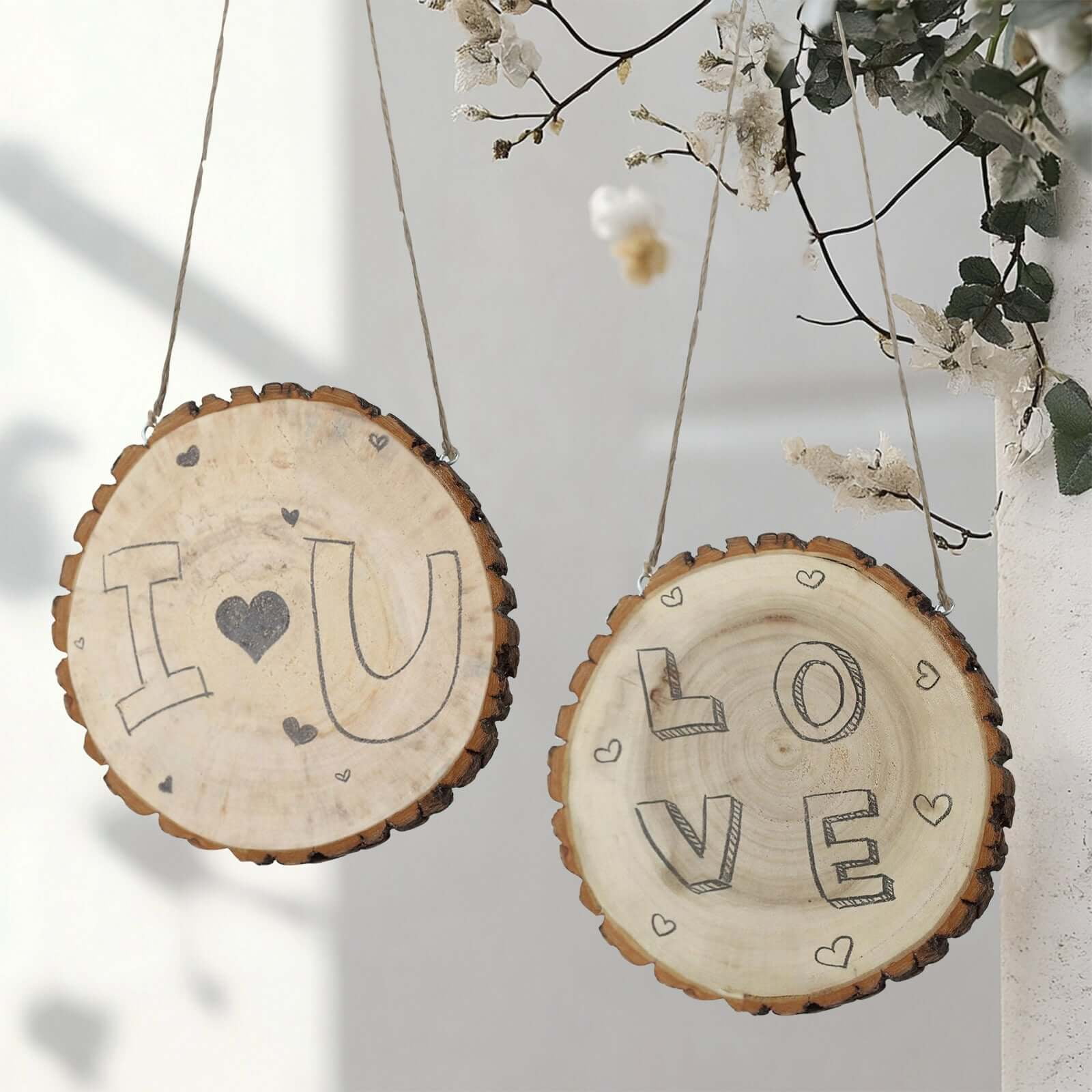Efavormart 2 Pack 8" Dia Natural Hanging DIY Wood Sign Round Wood ...