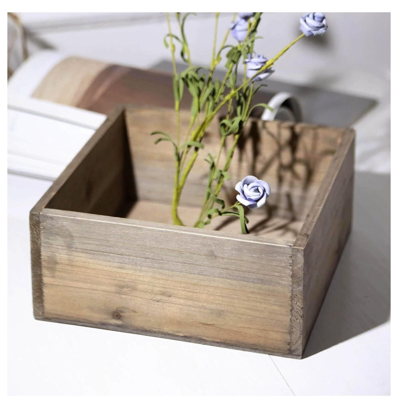 Efavormart 2 Pack 9'' Natural Square Wood Planter Box Set with ...