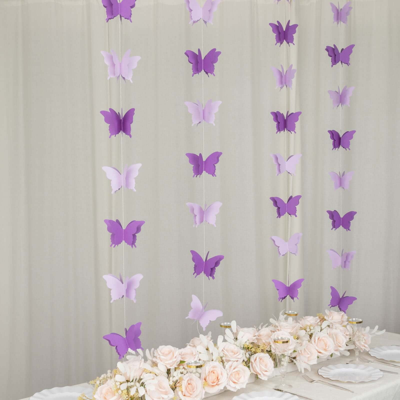 Efavormart 2 Pack | 9ft Purple 3D Paper Butterfly String Banners ...