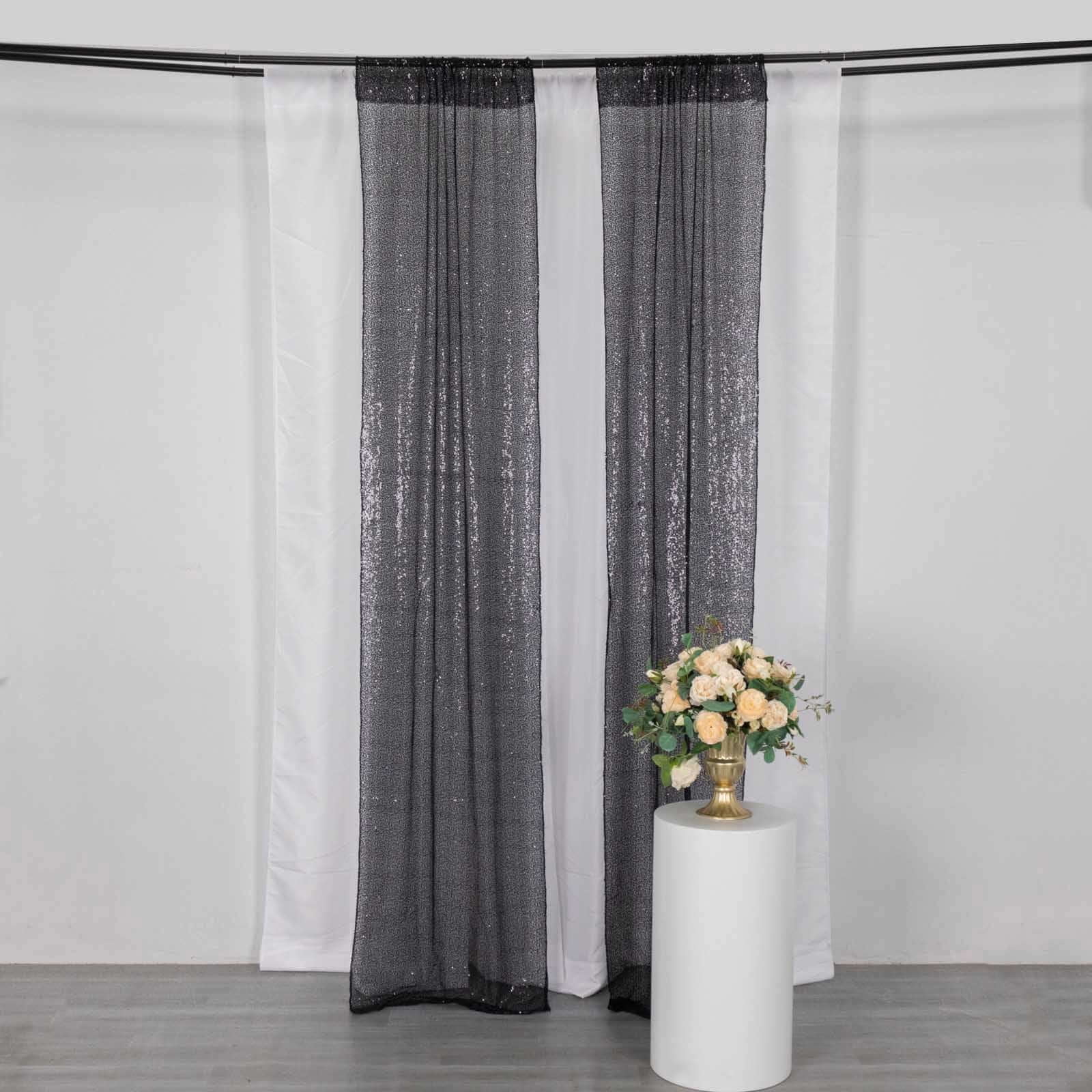 Efavormart 2 Pack Black Sequin Photo Backdrop Curtains with Rod Pockets ...