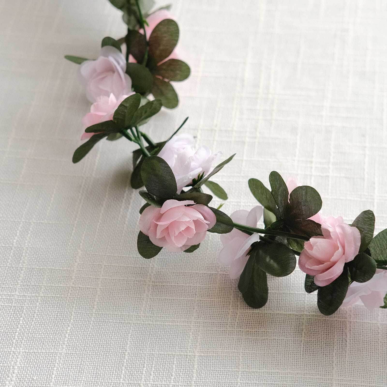Efavormart 2 Pack Blush Dusty Artificial Silk Mini Rose Vines Hanging ...