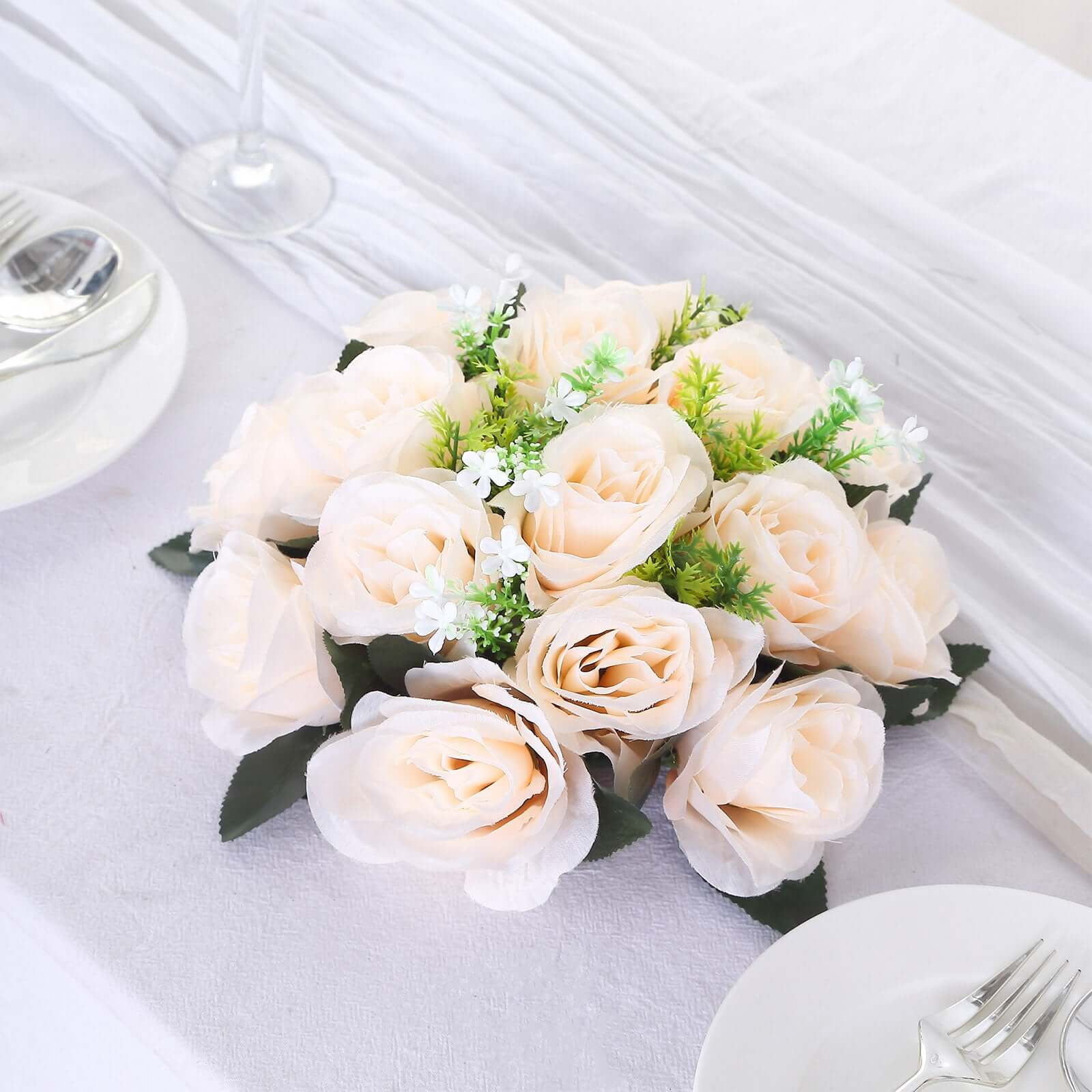 Efavormart 2 Pack Cream Artificial Flower Ball Bouquets For ...
