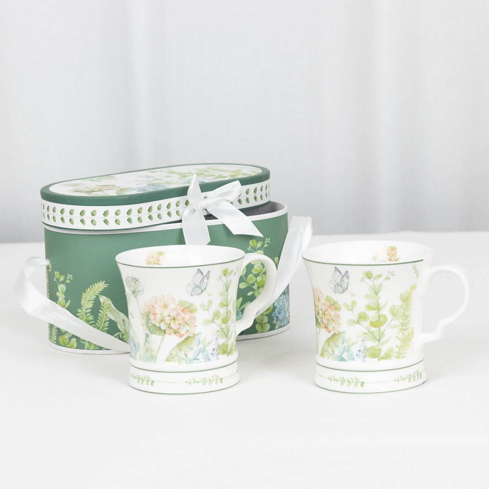 Efavormart 2 Pack Greenery Theme Porcelain Coffee Mugs With Gift Box ...