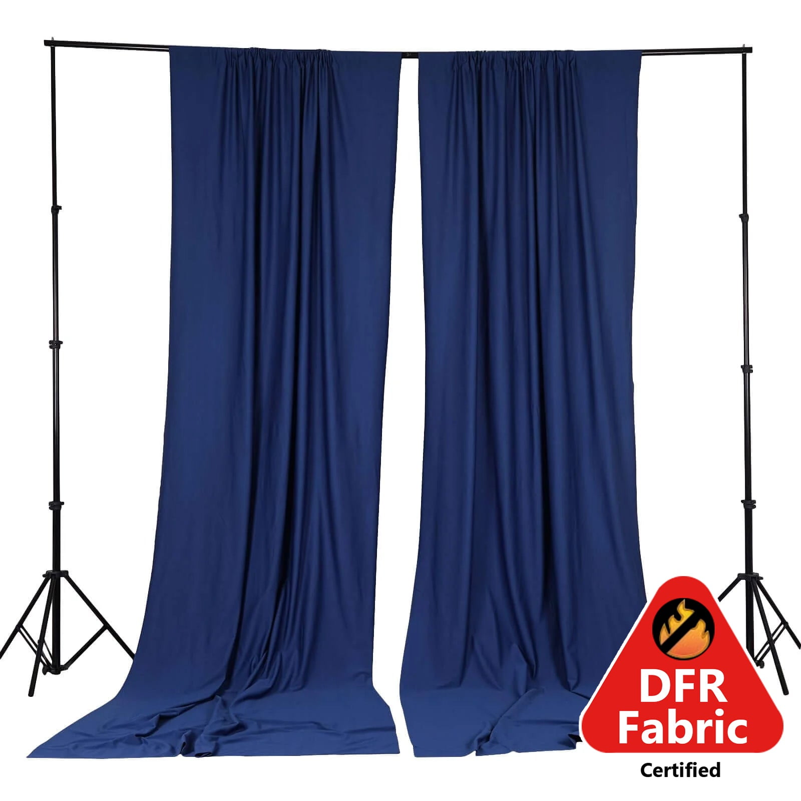 Efavormart 2 Pack | Navy Blue Fire Retardant Scuba Polyester Curtain ...