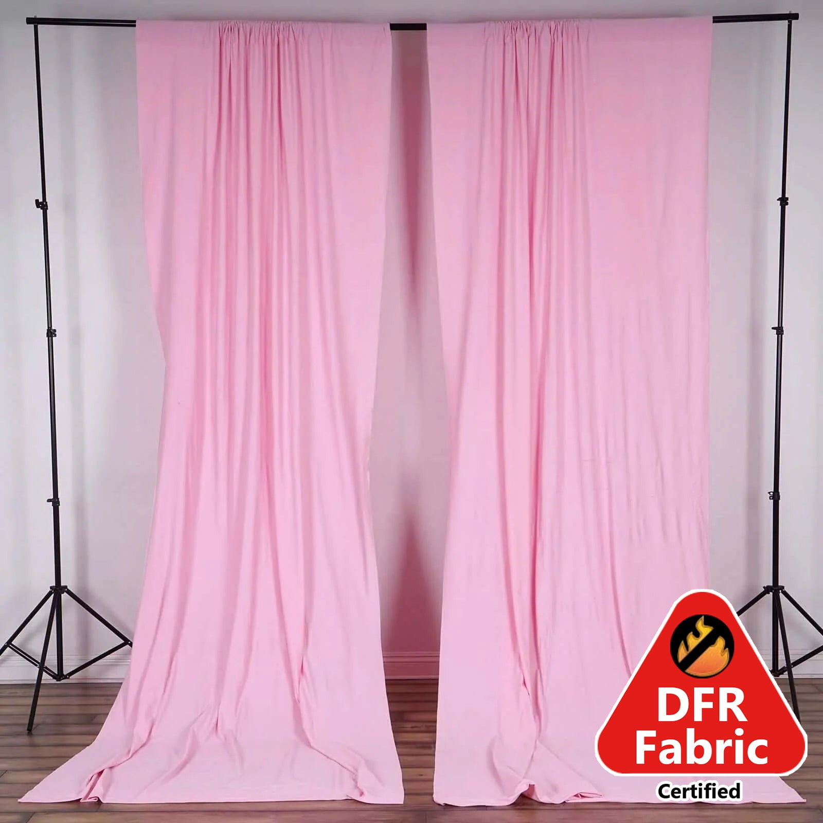 eFavormart Pink Polyester Curtain Backdrop, Fire Retardant, 10ft x 10ft ...
