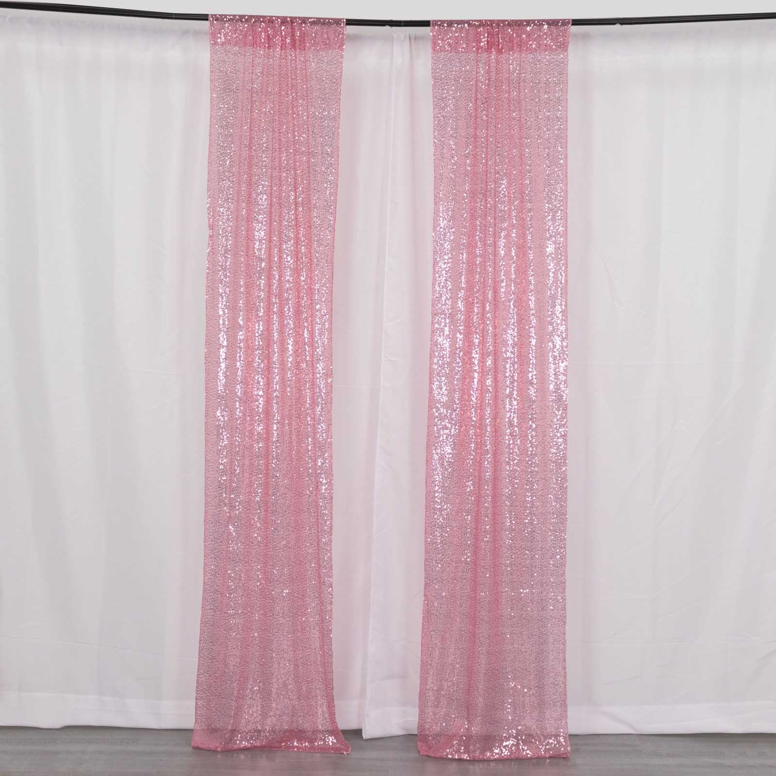 Efavormart 2 Pack Pink Sequin Photo Backdrop Curtains with Rod Pockets ...