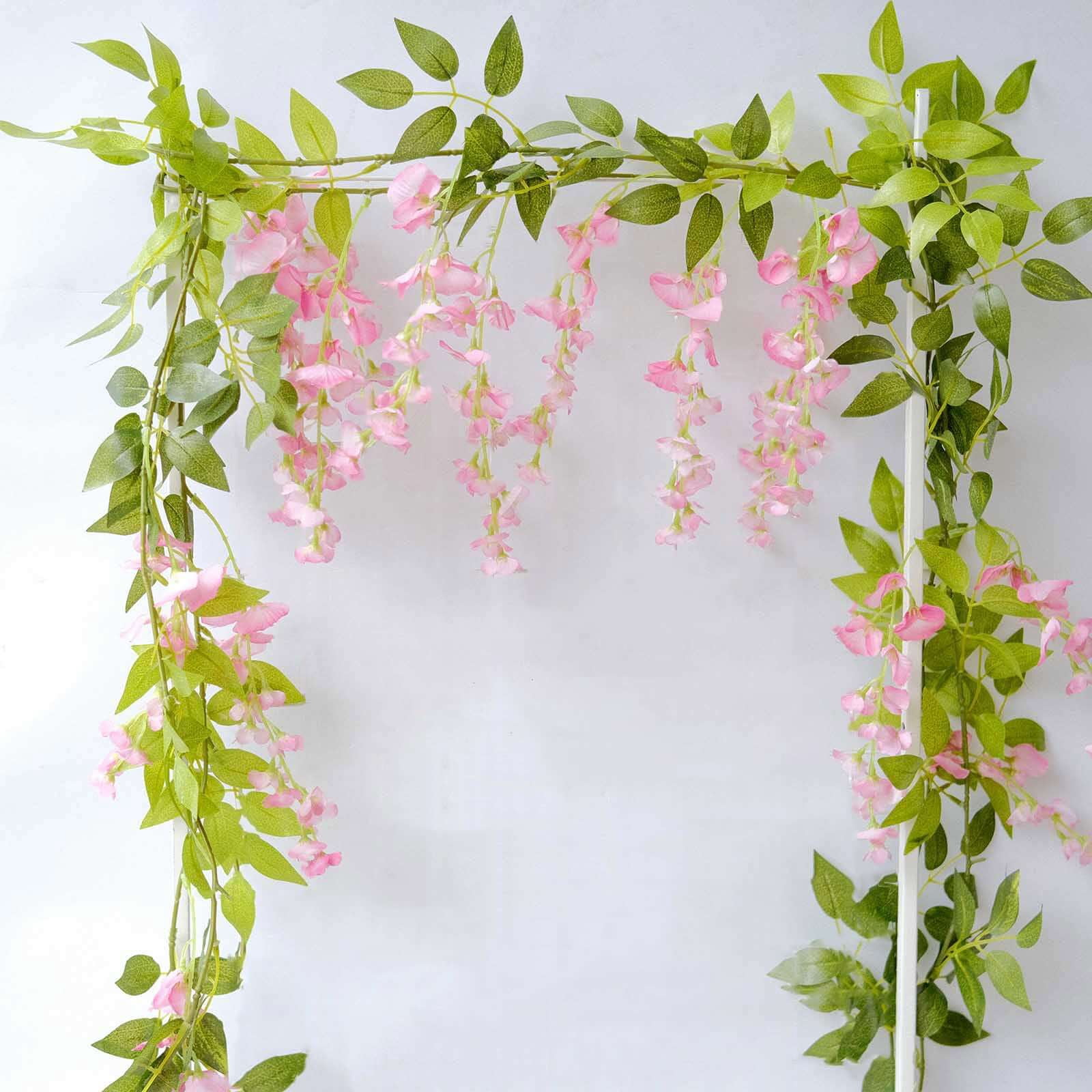 Efavormart 2 Pack Pink Silk Wisteria Flower Garland Hanging Vines ...