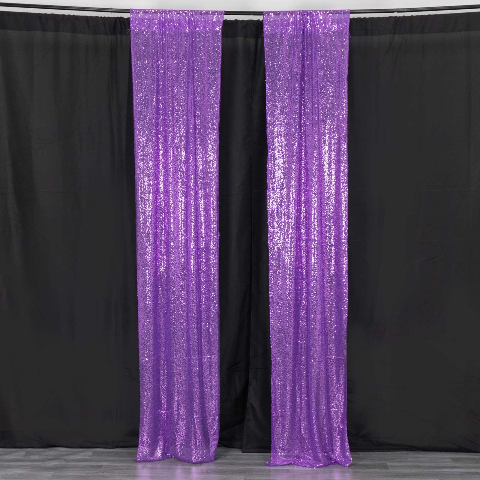 Efavormart 2 Pack Purple Sequin Photo Backdrop Curtains with Rod ...
