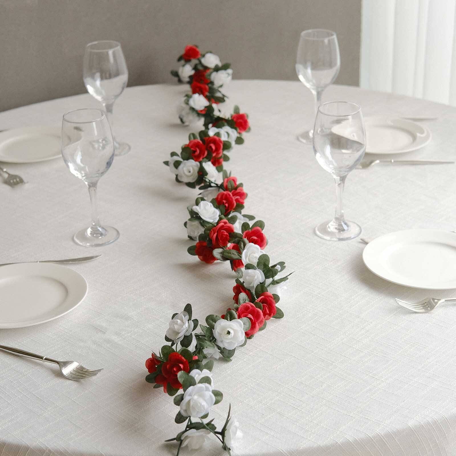 Efavormart 2 Pack Red Ivory Artificial Silk Mini Rose Vines Hanging ...