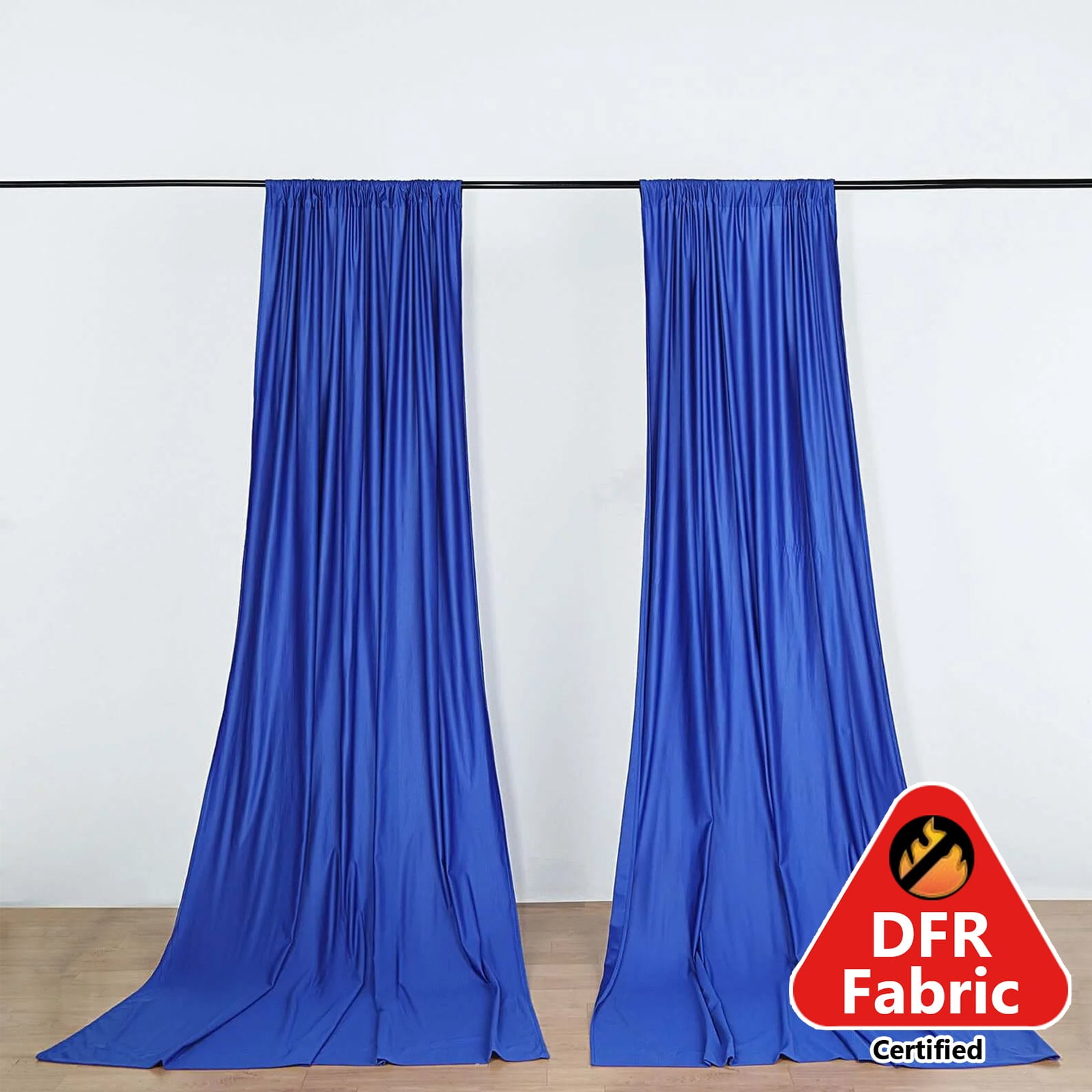 Efavormart 2 Pack | Royal Blue Fire Retardant Scuba Polyester Curtain ...