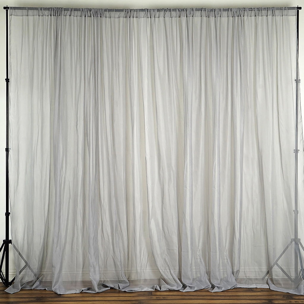 Efavormart 2 Pack | Silver Fire Retardant Sheer Organza Premium Curtain ...