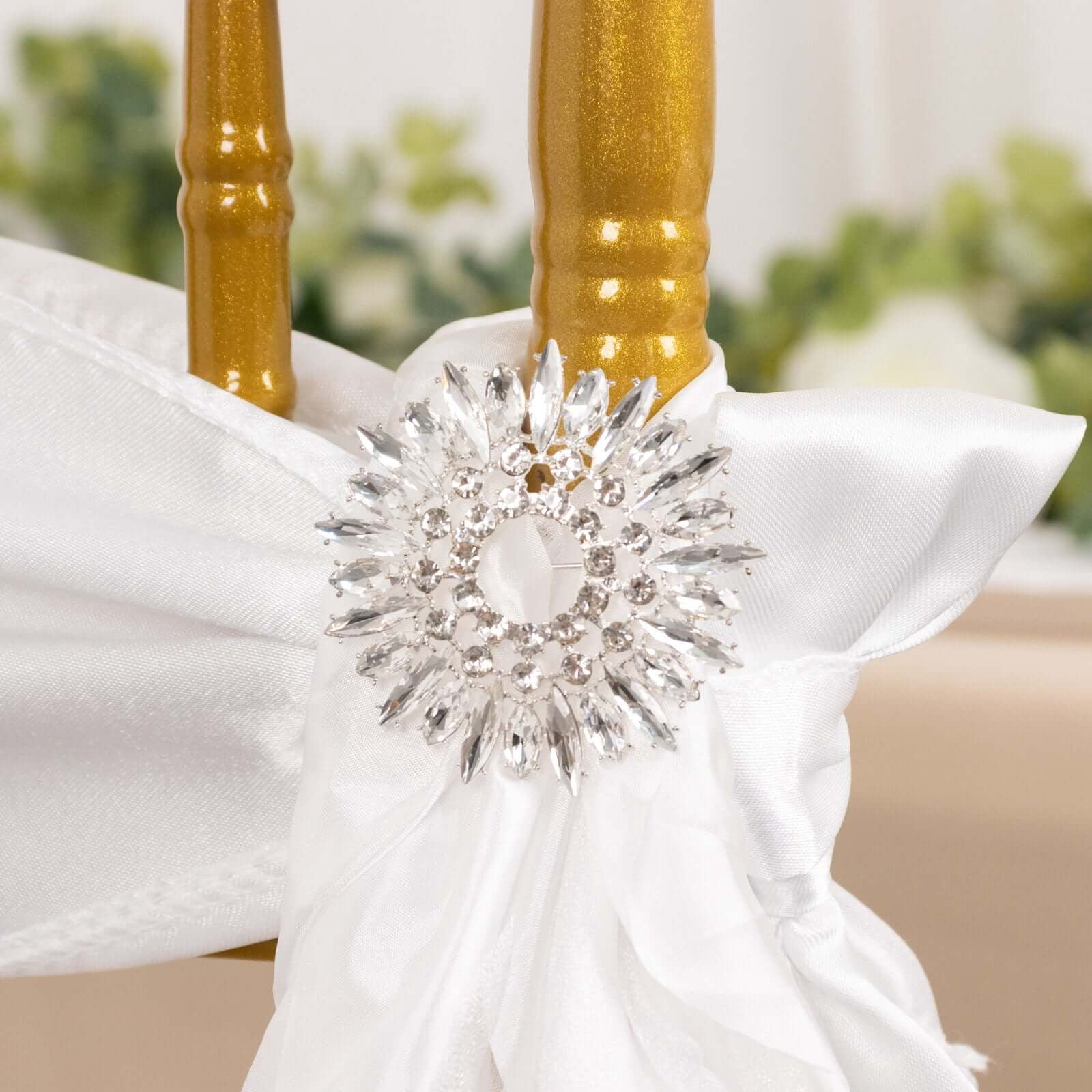 Efavormart 2 Pack Silver Metal Snowflake Chair Sash Band Buckles with ...