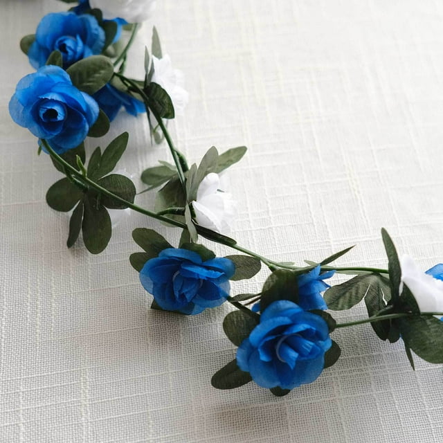 Efavormart 2 Pack White Royal Blue Artificial Silk Mini Rose Vines ...