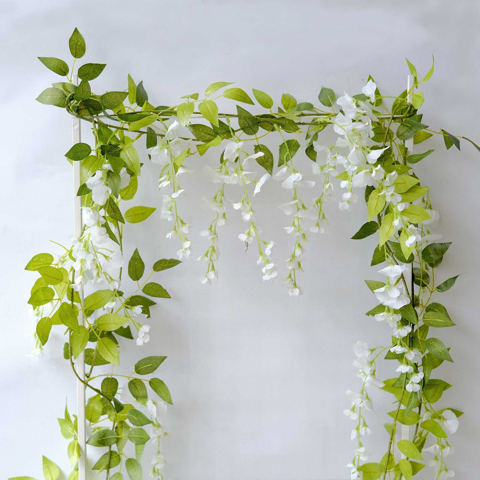 Efavormart 2 Pack White Silk Wisteria Flower Garland Hanging Vines ...