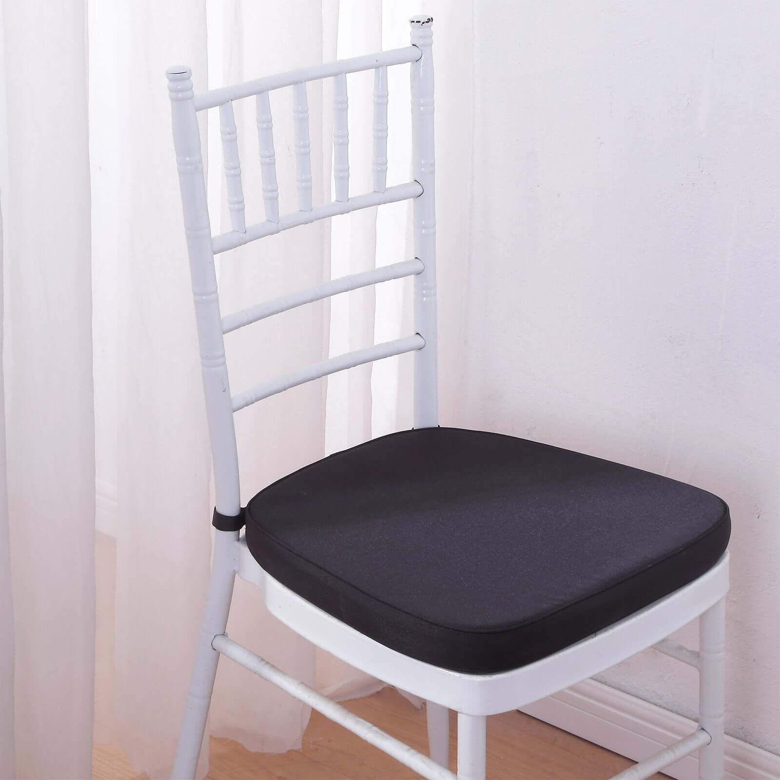 "Efavormart 2"" Black Chiavari Chair Cushion with Velcro Ties ...