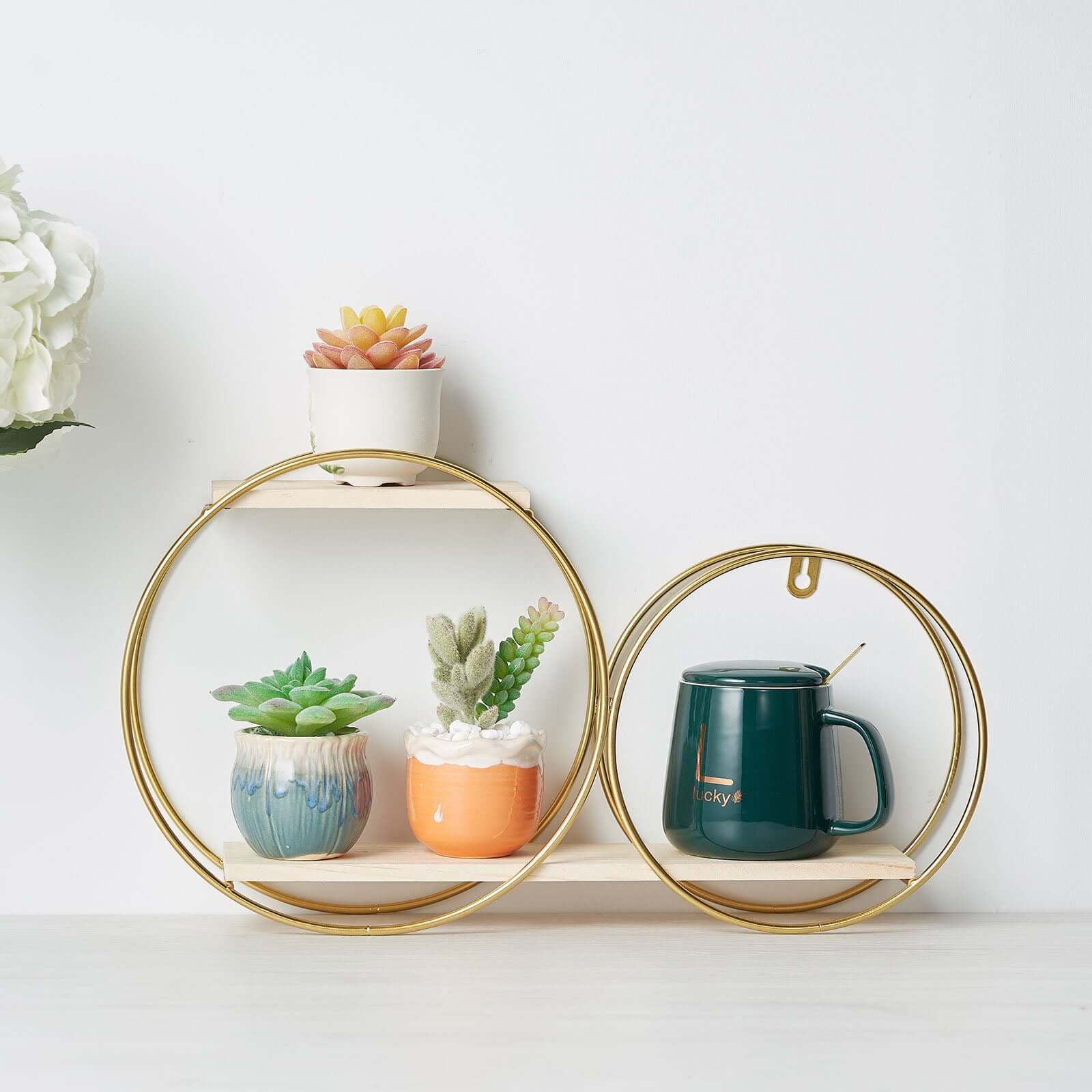 Efavormart 2-Tier Geometric Floating Shelf, Wall Hanging Shelves With ...