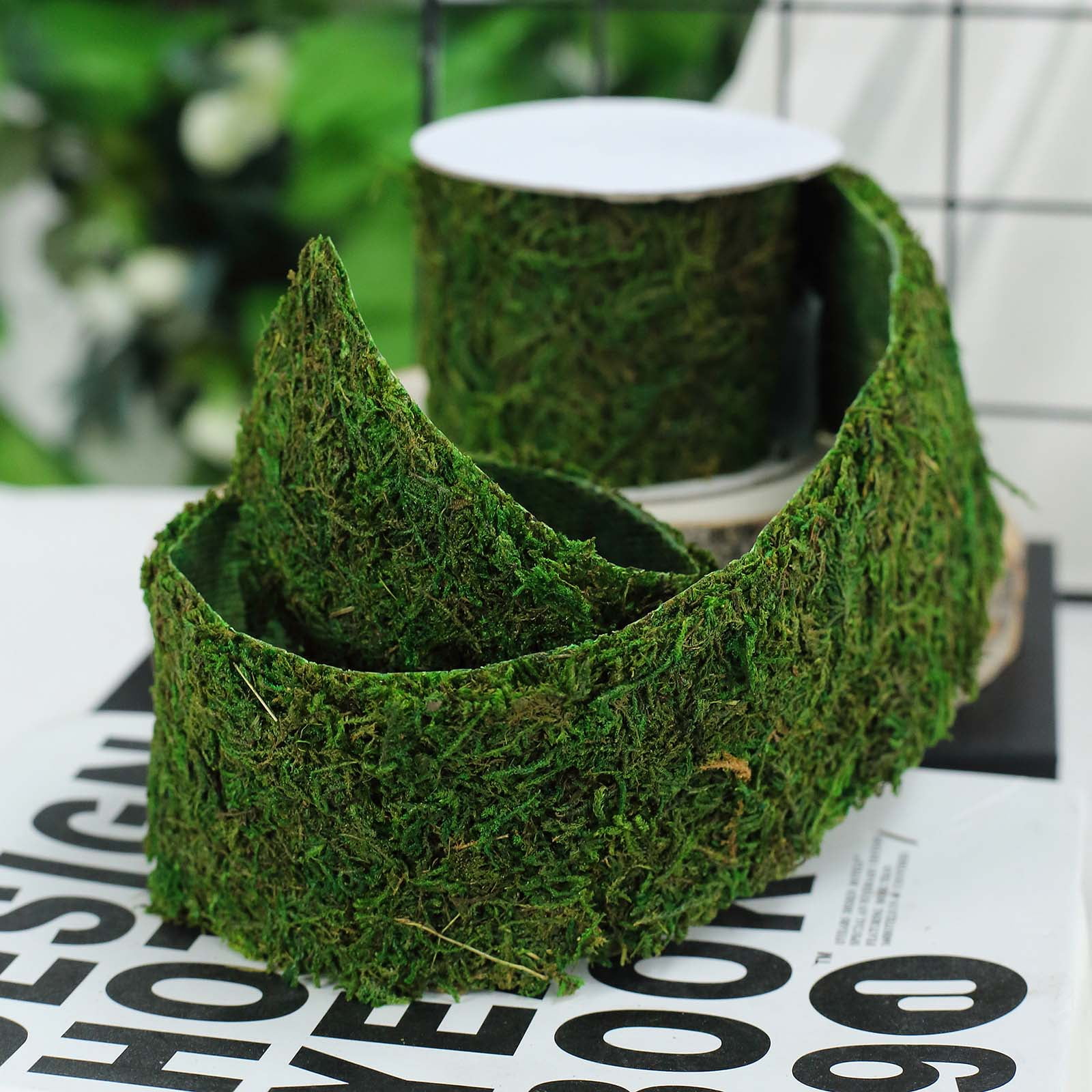 Efavormart 2" Wide | 4 Ft Green Preserved Moss Ribbon Rolls For Gift ...
