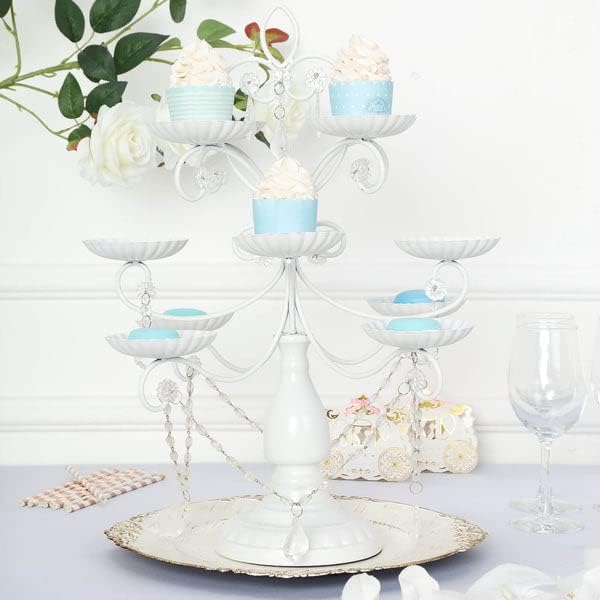Efavormart 20" | 12 Arm White Metal Cupcake Stand With Crystals | Metal ...