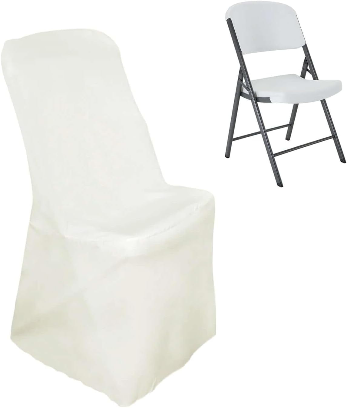 Efavormart 20 PCS Ivory Polyester Lifetime Folding Chair Covers ...