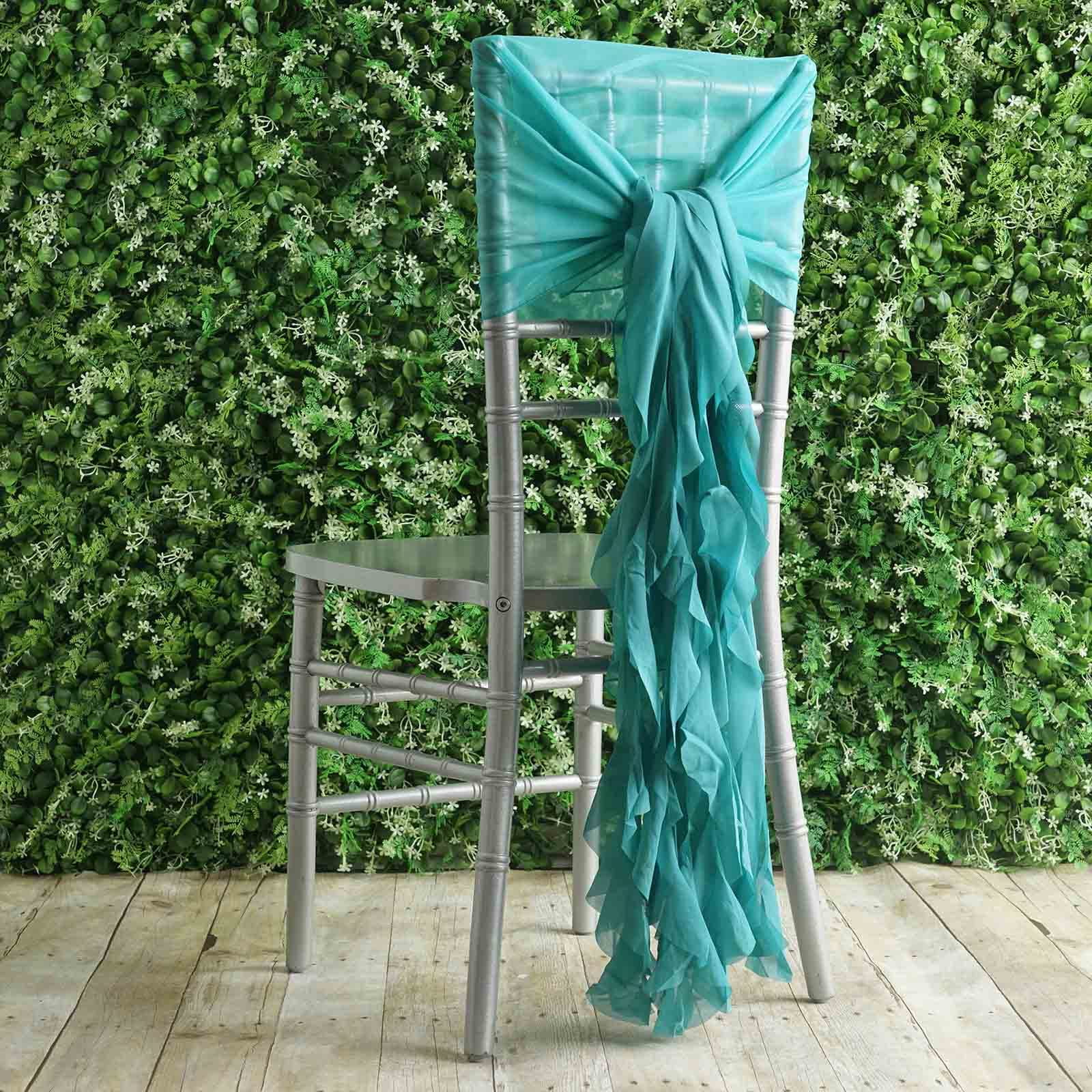 Efavormart 20 PCS Wedding Chiffon Chair Sashes Turquoise Draping Aisle ...