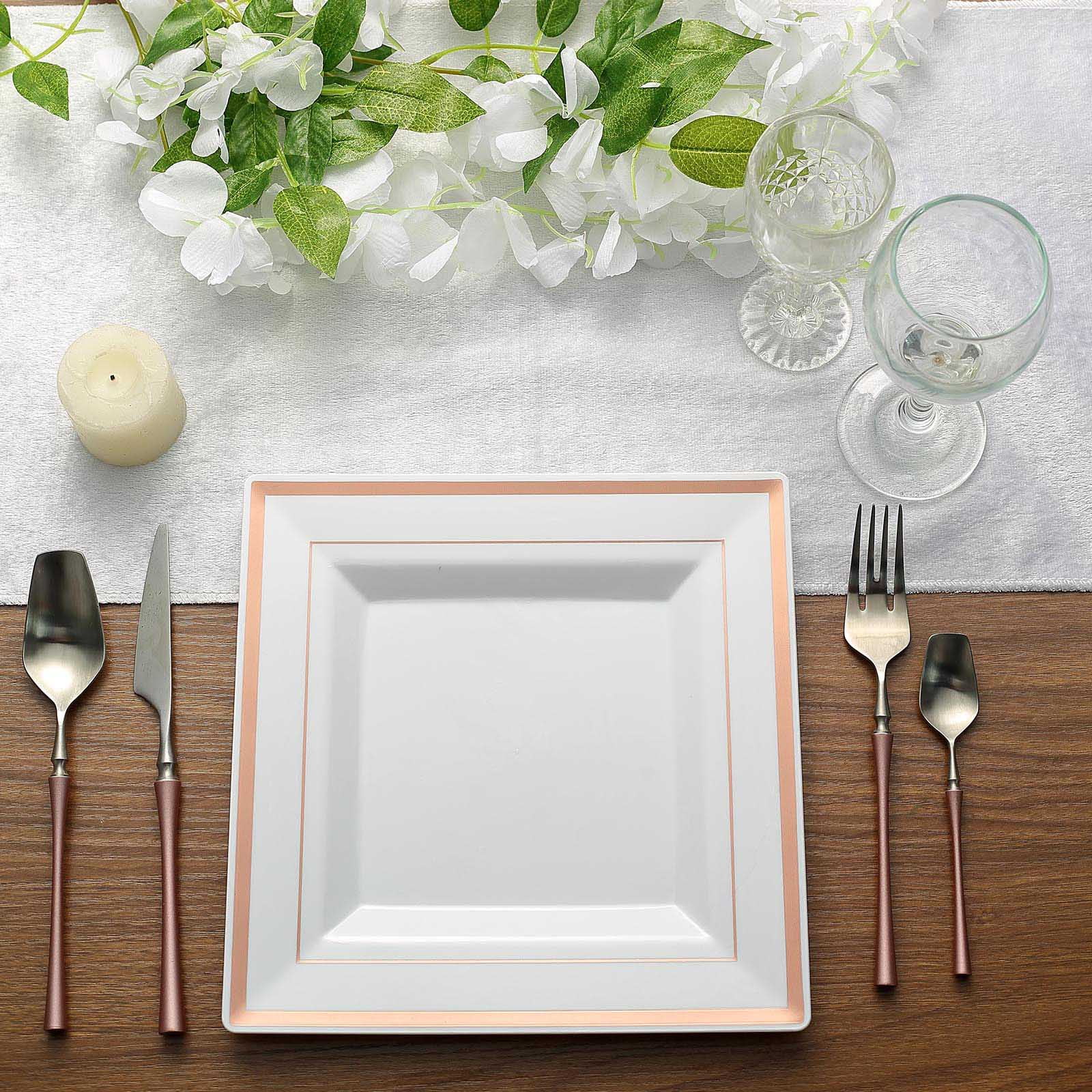 Efavormart 20 Pack 10" White Disposable Plates Square Plastic Plates ...