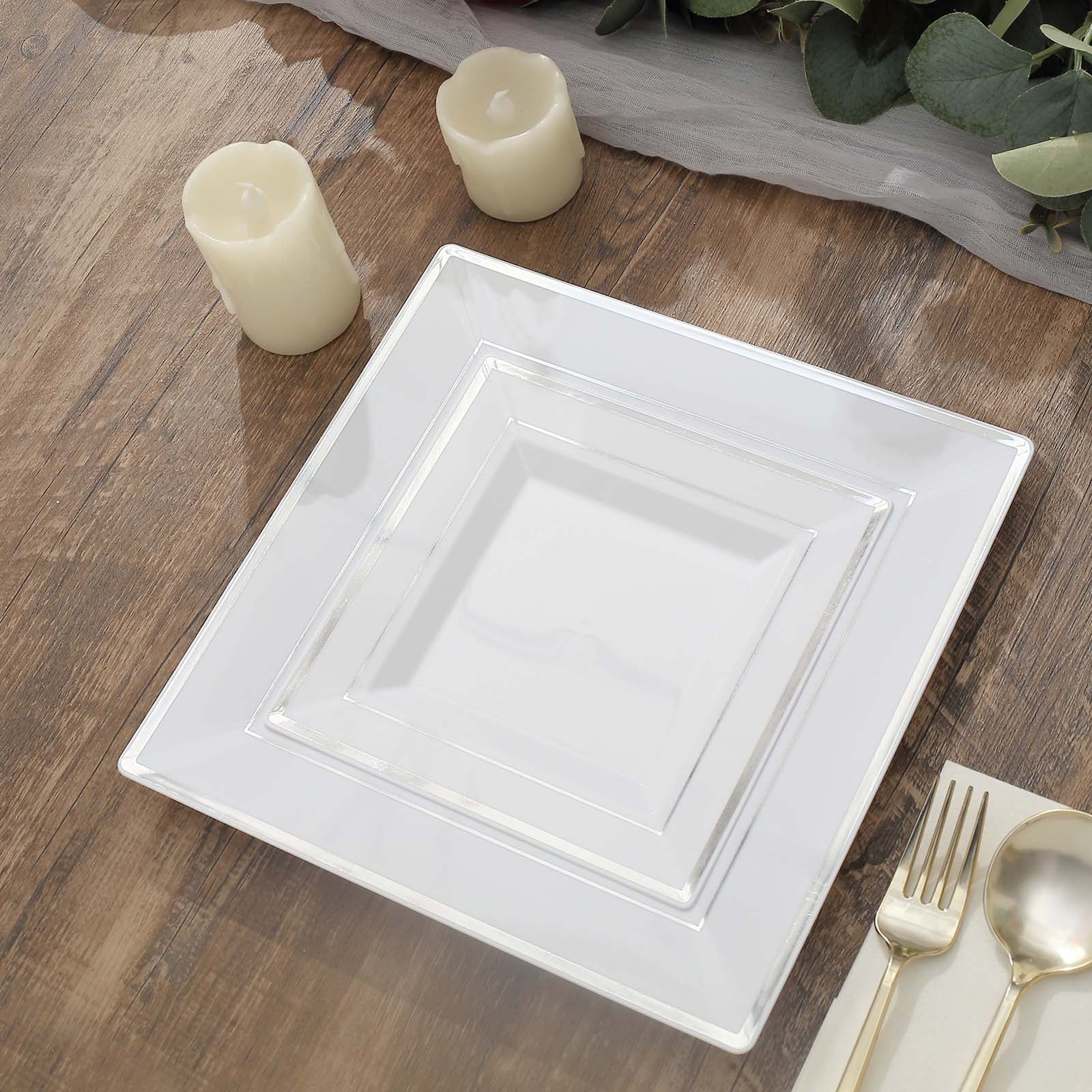 Efavormart 20 Pack 7" White Disposable Plates Square Plastic Plates ...
