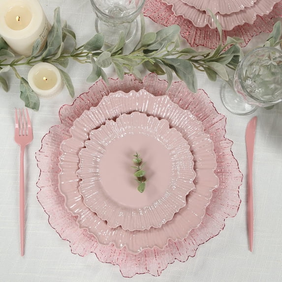 Efavormart 20-Pack Blush Reef Design Plastic Plates – 10" Dinner Party ...