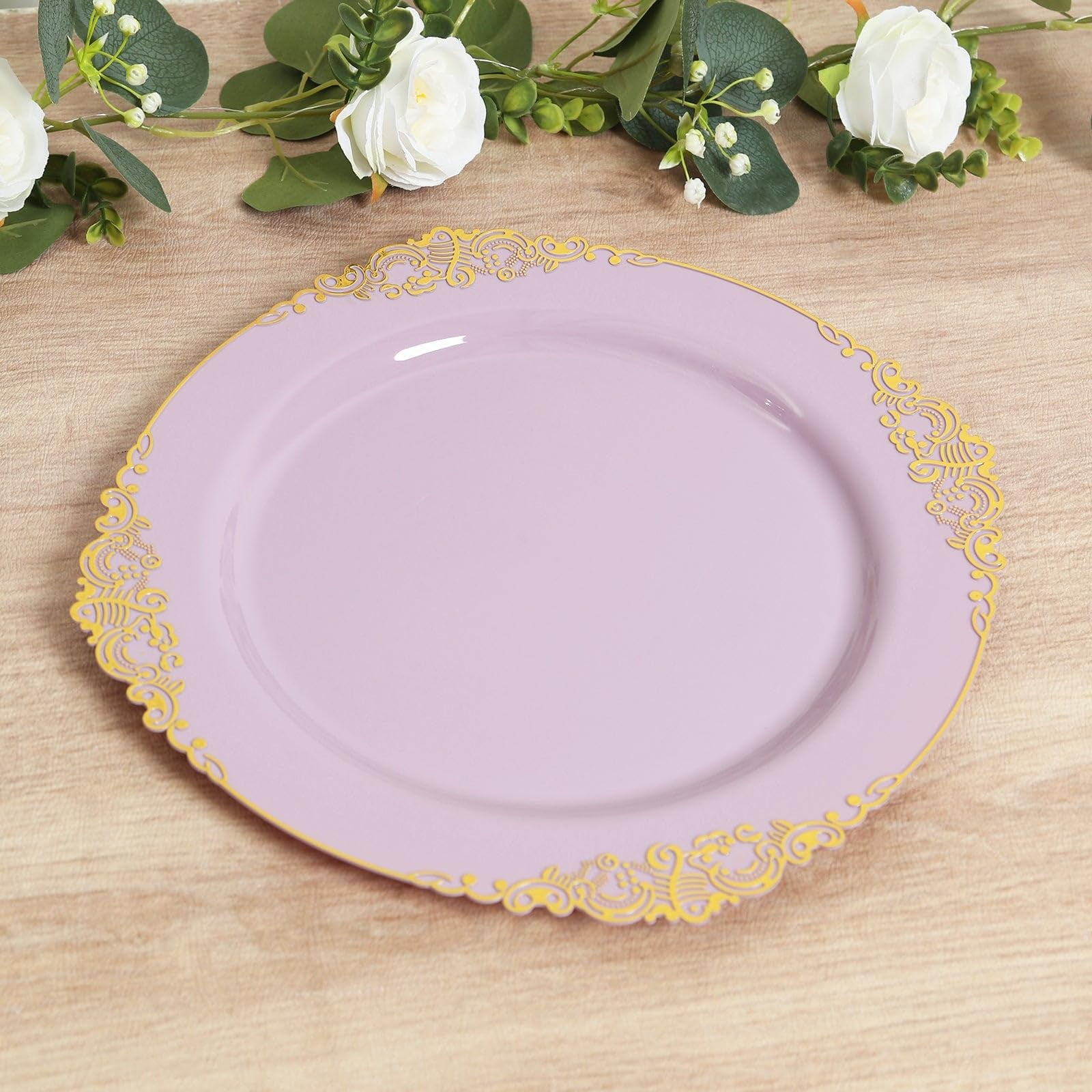Efavormart 20-Pack Economy Plastic Charger Plates 13" Round Lavender ...