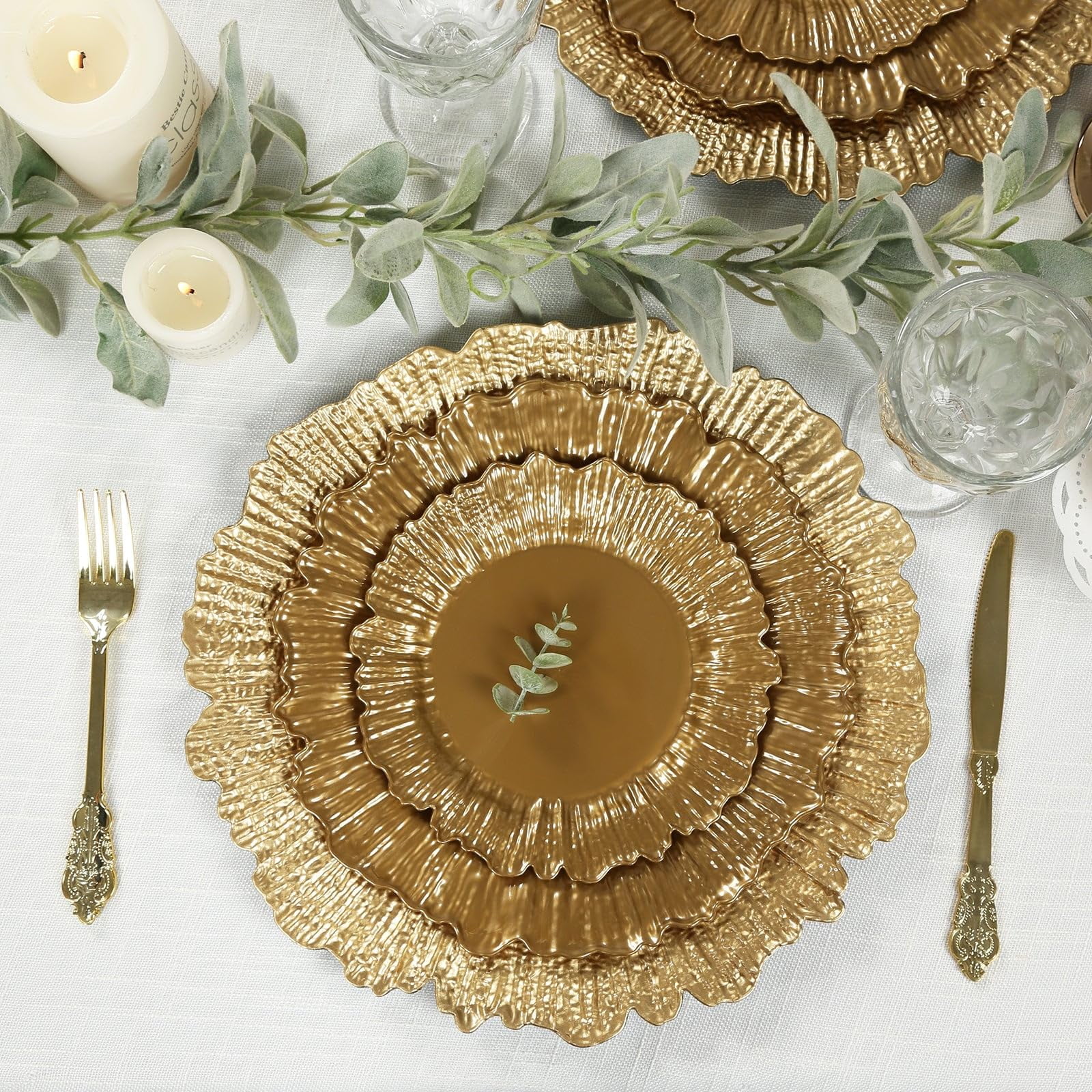 Efavormart 20-Pack Gold Reef Design Plastic Plates – 10" Dinner Party ...