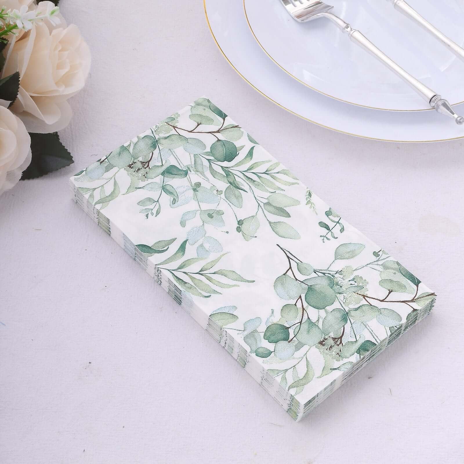 Efavormart 20 Pack Green Eucalyptus Leaf Print Paper Napkins, Soft 2 ...