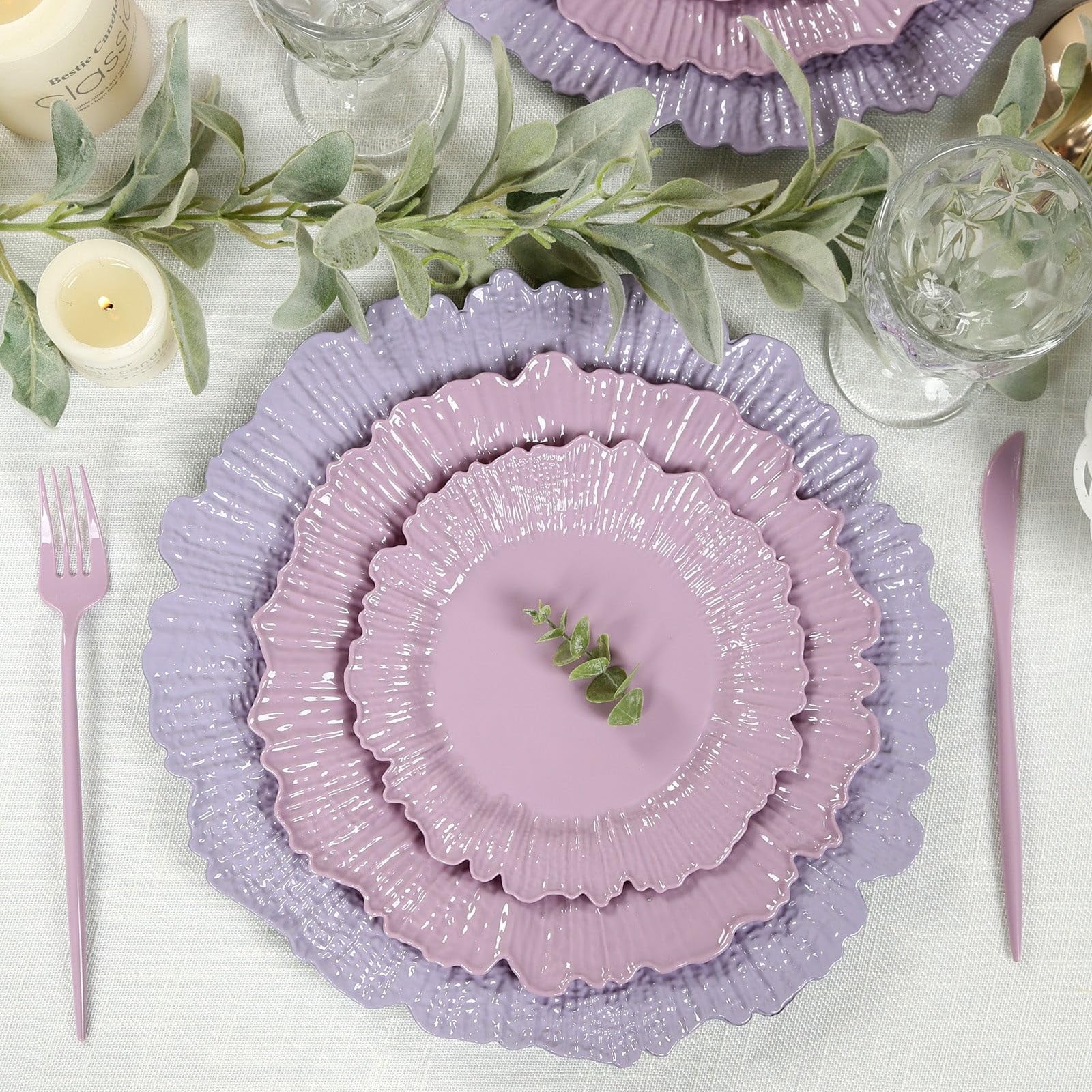 Efavormart 20-Pack Lavender Lilac Reef Design Plastic Plates – 10 ...